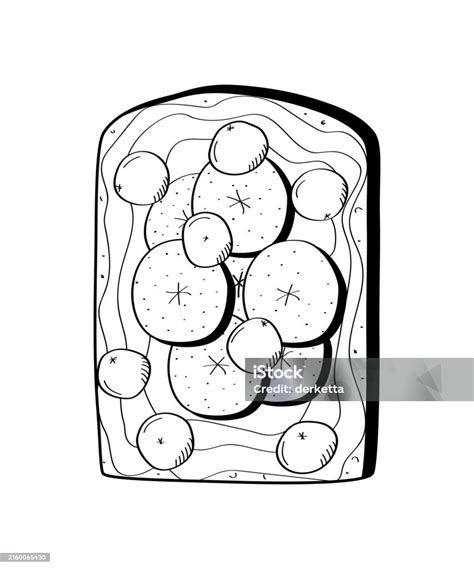 바나나와 블루베리 초콜릿 페이스트를 곁들인 샌드위치 아침 식사 충전재와 함께 구운 빵 스낵 스케치 낙서의 벡터 그림입니다 건강한 식생활에 대한 스톡 벡터 아트 및 기타