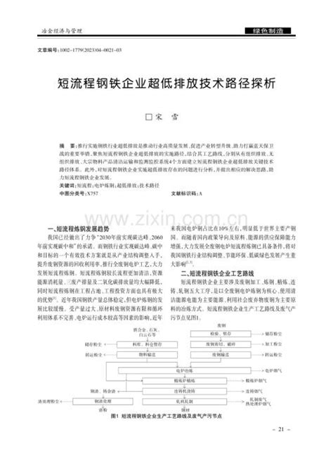短流程钢铁企业超低排放技术路径探析 pdf 咨信网zixin cn