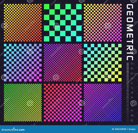 Groovy Checkered Pattern Colorful Distorted Tiled Grid Vintage Wavy Curved Backdrop