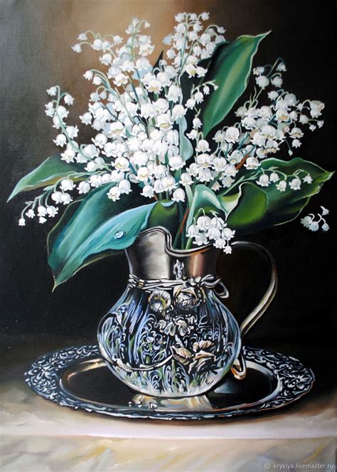 Картина с ландышами Картина с цветами Картина Ландыши Картина маслом в интернет магазине на