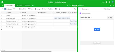 Script Default Values Airtable Universe
