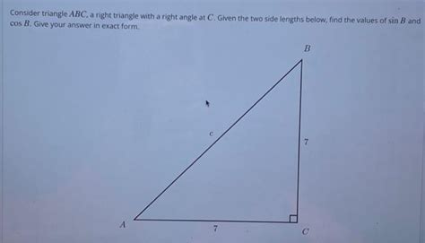 Solved Consider Triangle ABC A Right Triangle With A Right Chegg Com