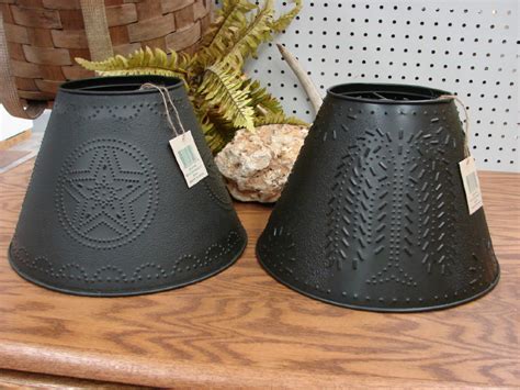 Primitive Black Punched Tin Lamp Shade Moose R Uscom Log Cabin Decor