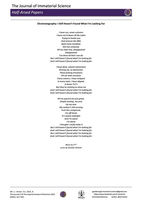 [x Post] A Song About Column Chromatography R Massspectrometry