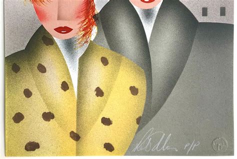 Robin Morris Mary And Eddie Signed Lithograph Art Deco Portrait Red