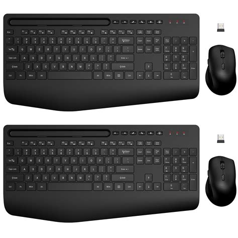 Amazon Com Wireless Keyboard And Mouse Combo Pack Full Sized Ergonomic Keyboard With Wrist