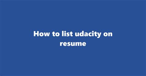Udacity On Resume How To List Nanodegree Programs Individual Cour