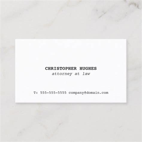 Minimalist Simple Elegant White Attorney At Law Business Card