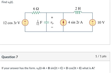 Solved Find V T Question If Your Answer Has The Form Chegg Com