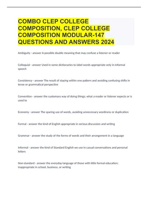 College Composition Modular Clep College Composition Modular Lesson 1