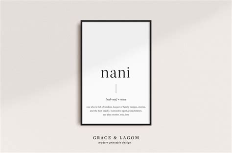 Nani Definition Print Printable Wall Art Etsy