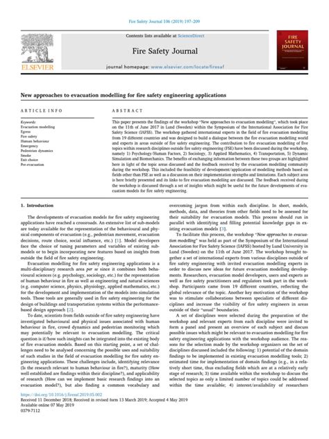 New Approaches To Evacuation Modelling F Pdf Perception Simulation