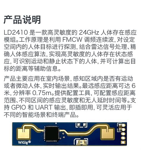 预售24g人体存在雷达模块ld2410 毫米波呼吸心跳非接触式监测传感器
