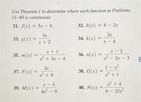 Solved Use Theorem 1 To Determine Where Each Function In