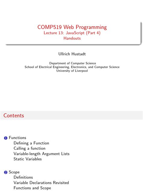 Javascript Part 4 Functions And Scope Pdf Parameter Computer Programming Java Script