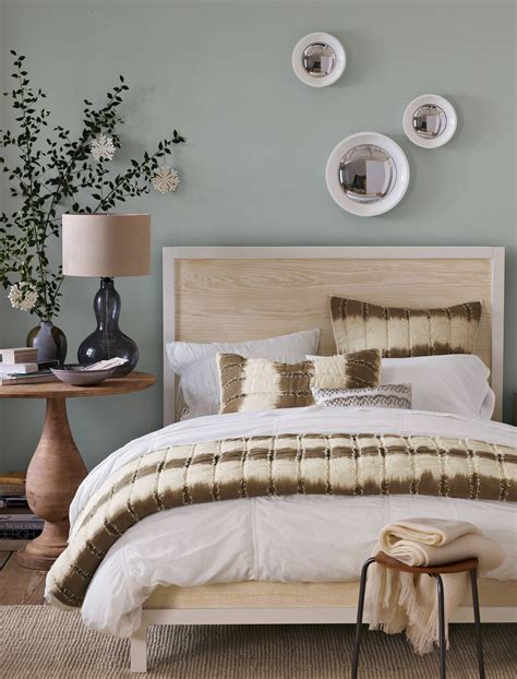 Blue Bedroom Decor Ideas Wood Bed Wall Color Gray Headboard Green