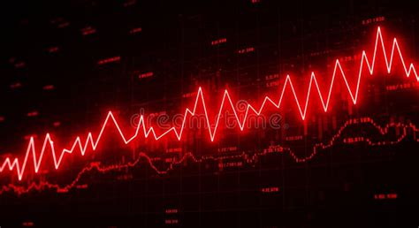Red Line Graph With Jagged Peaks And Troughs Against A Dark Background Likely Stock