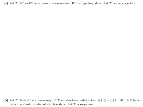 Solved A Let T R R Be A Linear Transformation If T Is Chegg