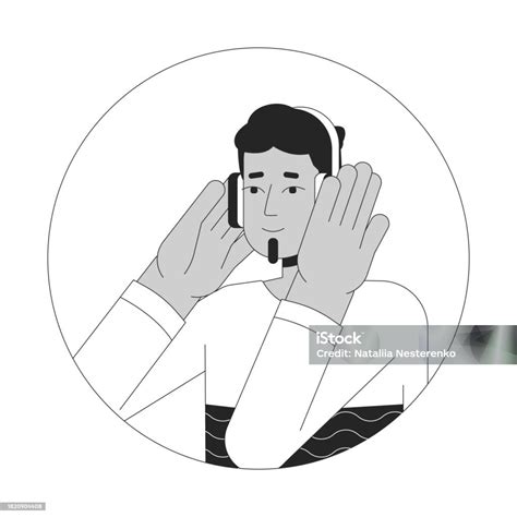 헤드폰 인도 남자 수염 흑인과 백인 2d 벡터 아바타 일러스트 2차 도형에 대한 스톡 벡터 아트 및 기타 이미지 2차 도형 남성 남아시아 문화 Istock