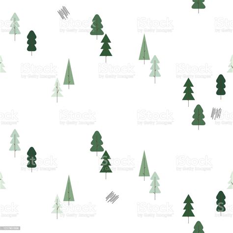 스칸디나비아 스타일의 기하학적 매끄러운 패턴 흰색에 간단한 평면 전나무 나무와 소나무 맵 텍스처 디자인에 대한 미니멀리스트 벡터 배경 0명에 대한 스톡 벡터 아트 및 기타