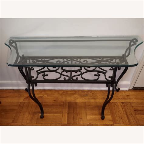 Wrought Iron And Glass Console Entrance Table Aptdeco