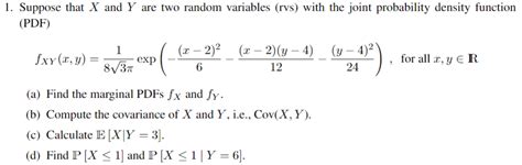 Solved Suppose That X And Y Are Two Random Variables Rvs