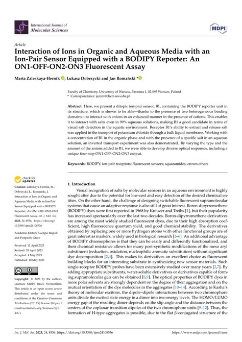 Pdf Interaction Of Ions In Organic And Aqueous Media With An Ion Pair Sensor Equipped With A