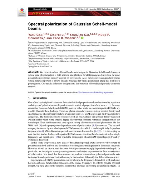 Pdf Spectral Polarization Of Gaussian Schell Model Beams