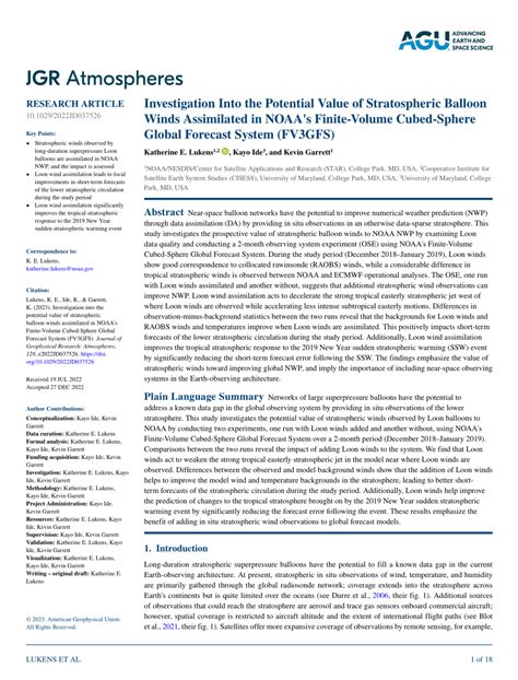 Investigation Into The Potential Value Of Stratospheric Balloon Winds