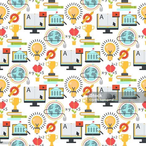 완벽 한 패턴 배경 학습 먼 온라인 교육 비디오 자습서 직원 연구 지식 벡터 일러스트 레이 션 학습 훈련 스토어 거리가 먼에 대한 스톡 벡터 아트 및 기타 이미지 Istock