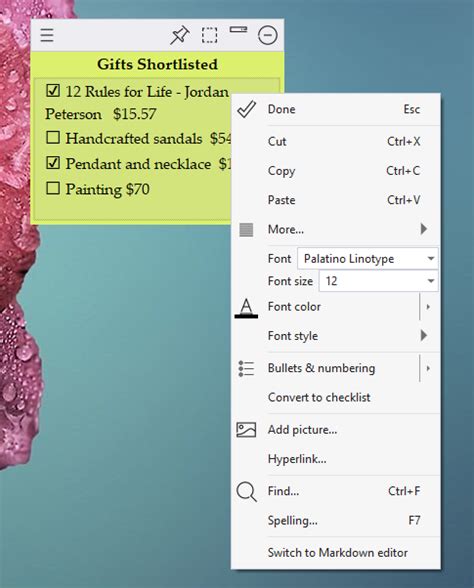 Standard Text Formatting Inside Sticky Notes In Notezilla For Windows
