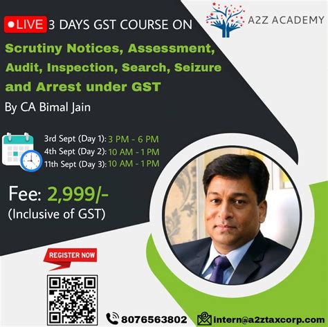 Live Gst Course On Scrutiny Notices Assessment Audit Inspection Search Seizure And Arrest