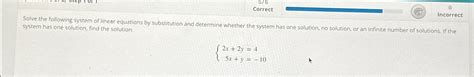 Solved CorrectSolve The Following System Of Linear Chegg