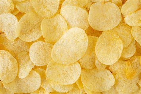 Crispy Potato Chips Snack Texture Background Top View 12802886 Stock