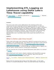 Implementing Etl Logging On Lakehouse Using Delta Lake Docx