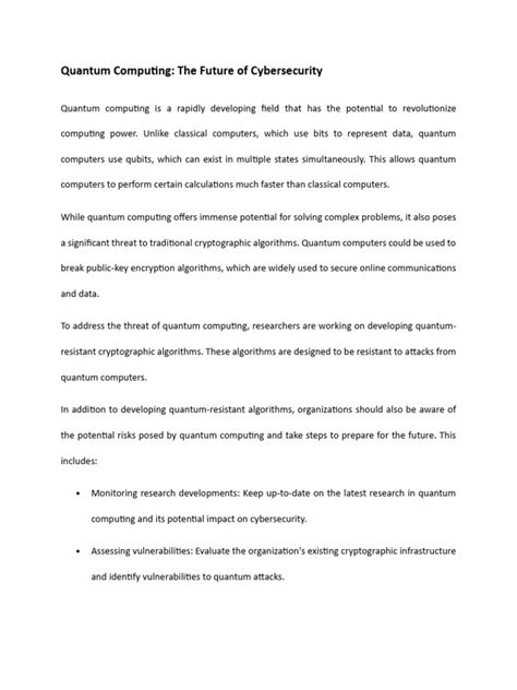 Quantum Computing The Future Of Cybersecurity Pdf Computers