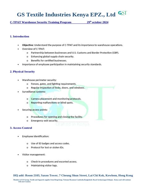 c tpat warehouse security training program pdf computer security