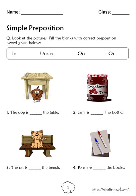 Preposition Worksheets Printable