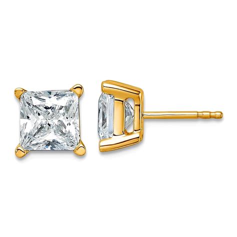14k Yellow Gold 4 Ctw Lab Grown Diamond Si G Princess 4 Prong Heavy