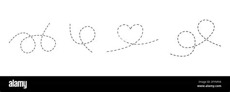 Line Dotted Route Set Heart Shape Traffic Elements Dots Linear Path