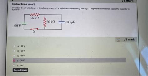 Solved Instructions Show Consider The Circult Shown In The Chegg Com