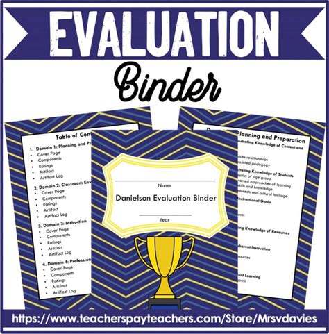 Danielson Annual Performance Binder Blue Chevron By Mrsvdavies Tpt