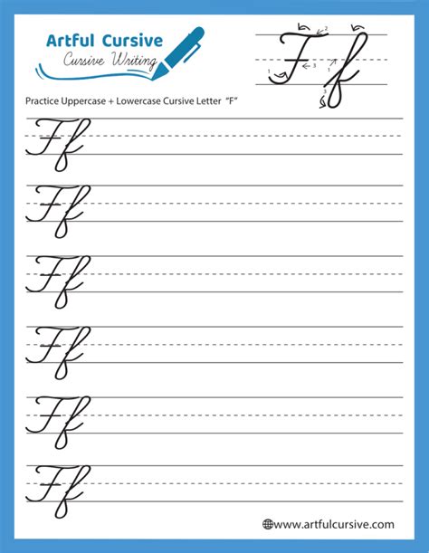 Cursive Alphabet Letter F Worksheet