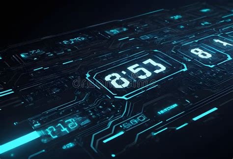 Glowing Digital Clock Display In Blue Ai Generated Stock Image Image Of Indicators Modern