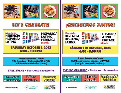 Hispaniclatinx Heritage Month Community Celebration Sat Oct 7th At