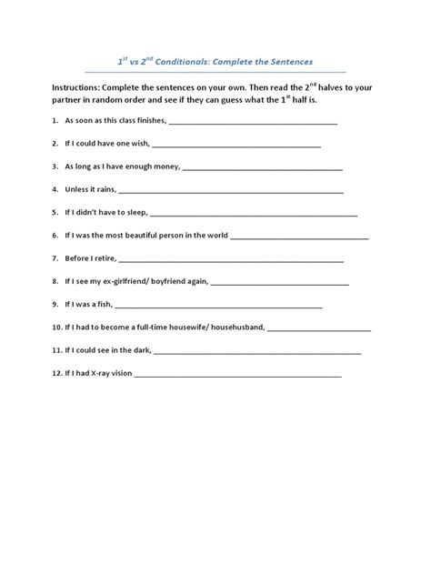 1st And 2nd Conditional Guessing Game Pdf