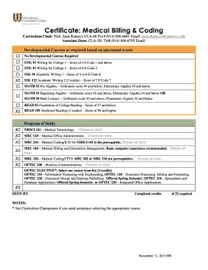 Fillable Online Certificate Medical Billing Coding Fax Email Print PdfFiller