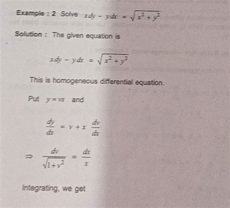 Example 2 Solve Xdy−ydxx2y2 Solution The Given Equation Isxd2y−yd