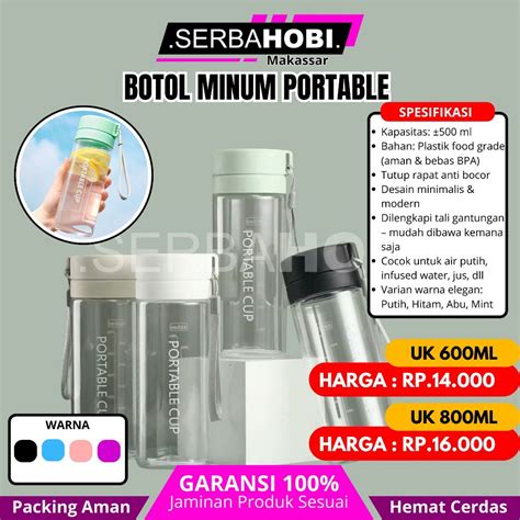 Jual Botol Minum Transparant Botol Portable 600 Ml Dengan Gantungan