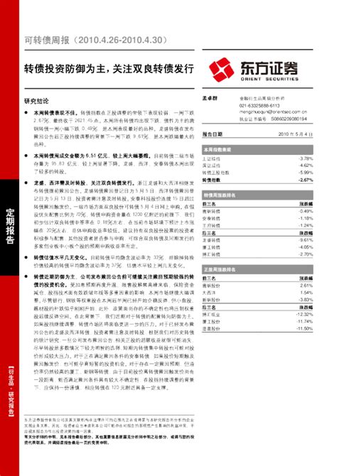 可转债周报：转债投资防御为主 关注双良转债发行